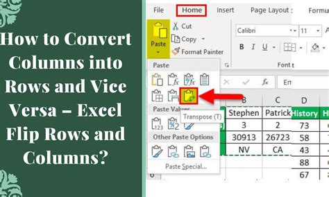 How To Convert Columns Into Rows And Vice Versa Excel Flip Rows And