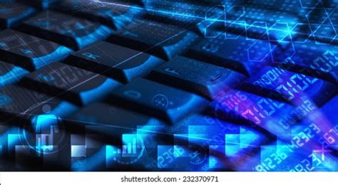 Computer Keyboard Glowing Codes Programming Concept Stock Photo