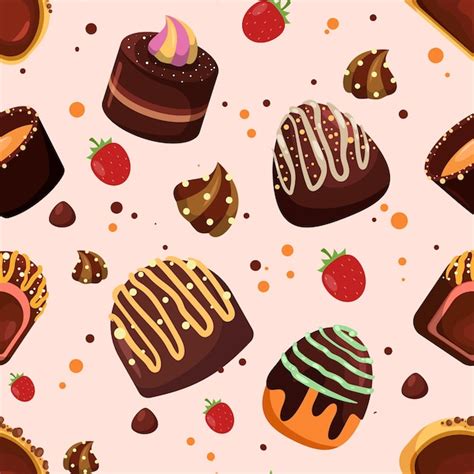 Premium Vector Chocolate Cake And Food Seamless Pattern