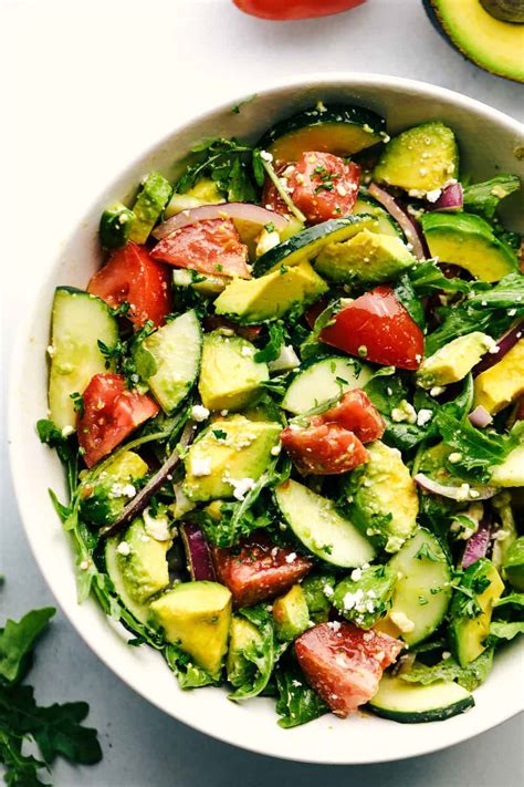 Avocado Tomato And Cucumber Arugula Salad The Recipe Critic
