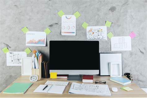 Premium Photo Modern Desk Top With Empty Computer