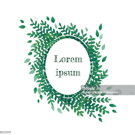 인사말 카드 녹색 잎 비대칭 타원형 꽃 화 환으로 흰색 바탕에 시계 반대 방향으로 배열 0명에 대한 스톡 벡터 아트 및 기타