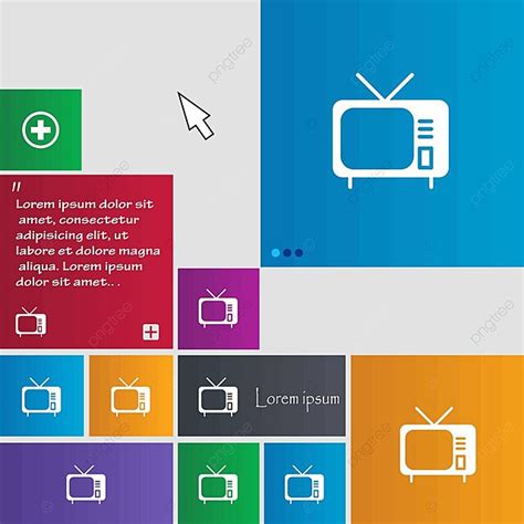 vectorbased modern tv icon buttons with cursor pointer for website