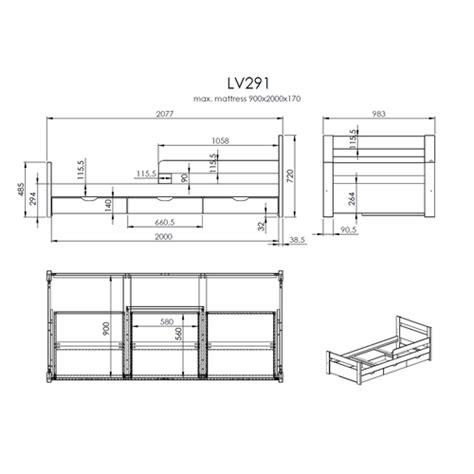 Drveni Dječji Krevet Timmo Sa Ladicama 200x90cm Bijeli — Bazzarba