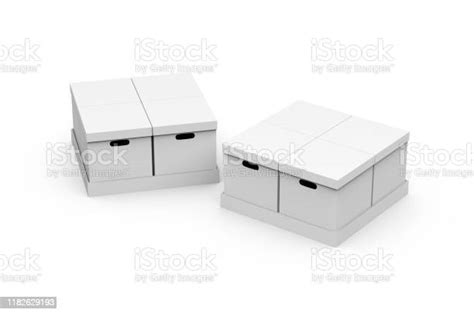 紙調色板與四個紙板箱類比範本在孤立的白色背景3d插圖 照片檔及更多 一組物體 照片 一組物體 交換 儲物室 Istock