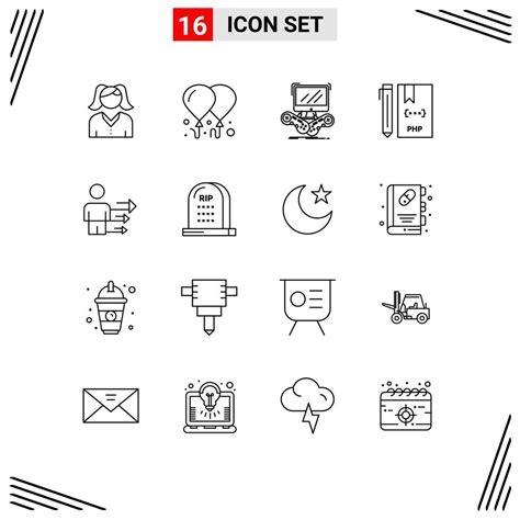 16 Universal Outline Signs Symbols Of Business Php Internet File