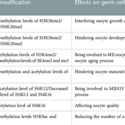 Effects Of Histone Modifications On Germ Cells Download Scientific