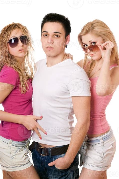 Portrait Of A Two Sensual Women And Handsome Young Man 18940996 Stock