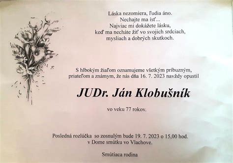 Navždy Nás Opustil Ján Klobušník Matica Slovenská