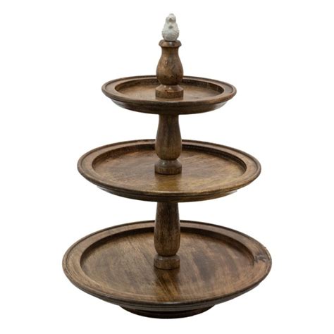 Patera RUSTIC WHITE etażerka dwupoziomowa biała drewniana