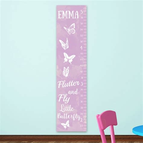 Butterfly Growth Chart In Lavender Or Pink Growth Chart Girl Etsy