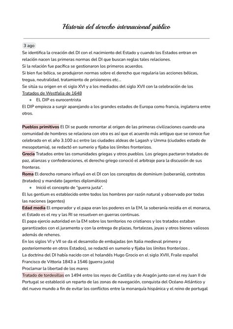 Solution Historia Del Derecho Internacional Studypool