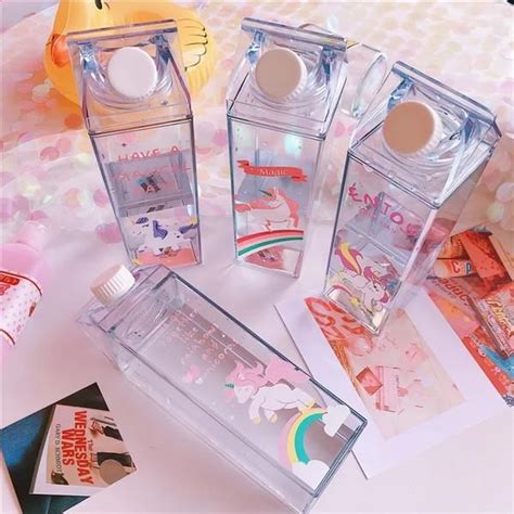 Cute Unicorn Milk Bottle Cute Water Bottles Plastic Drink Bottles