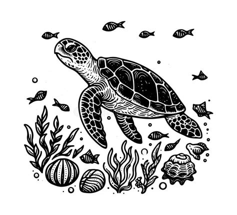 Sea Turtle Hand Drawn Sketch Vector Illustration Style Stock Vector Illustration Of Turtle