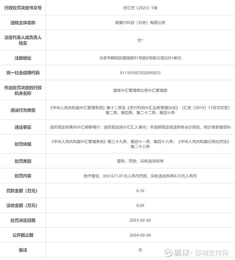 支付牌照中止续展审查期间，首信易支付再领罚单 来源：移动支付网近日，国家外汇管理局（以下简称“外汇局”）北京外汇管理部公布一张对易智付科技