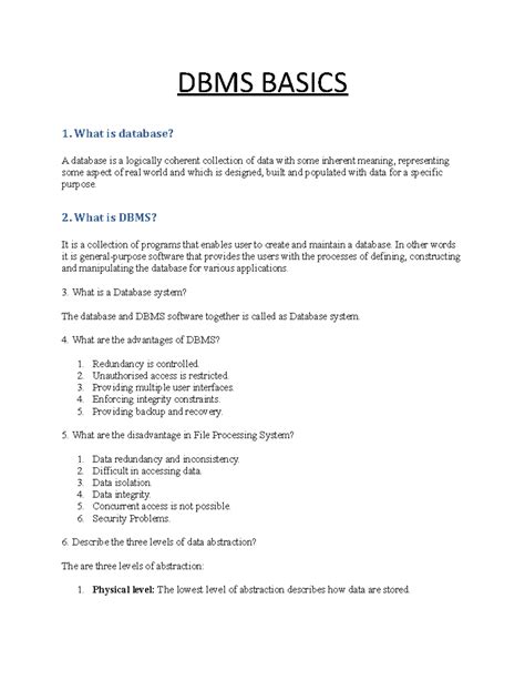 Dbms Basics Dbms Basics 1 What Is Database A Database Is A Logically Coherent Collection Of