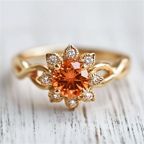 Eves Garden Orange Garnet Engagement Ring Garnet Engagement Ring