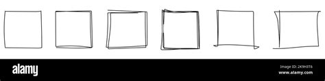 Set Of Hand Drawn Square Frames Vector Illustration Isolated On White Background Stock Vector