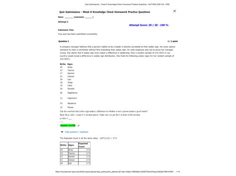 MATH Week Knowledge Check Homework Practice Questions Course Resources