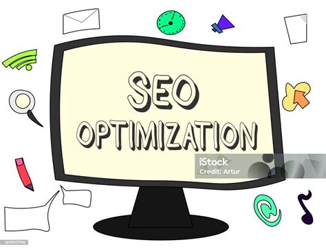 개념적 손을 보여주는 Seo 최적화 작성입니다 비즈니스 사진 웹 사이트 또는 페이지의 온라인 가시성에 영향을 미치는 과정을