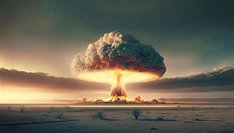 Premium Ai Image Nuclear Explosion In The Desert Nuke Bomb Mushroom