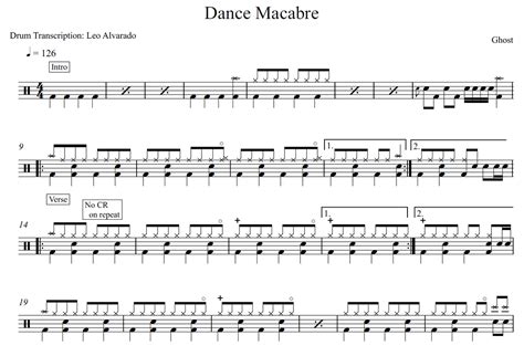Dance Macabre Ghost Drum Sheet Music Leo Alvarado Drumsetsheetmusic