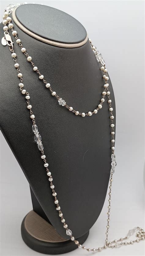 Deb Guyot Pearl And Herkimer Crystal Sterling Necklace Etsy