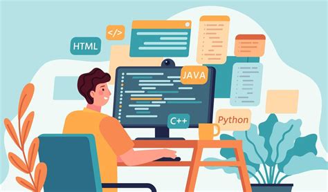 Программист работает кодирование программы или веб разработчика на