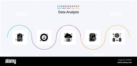 Data Analysis Glyph 5 Icon Pack Including Data Timeline Analytics Graph Database Stock