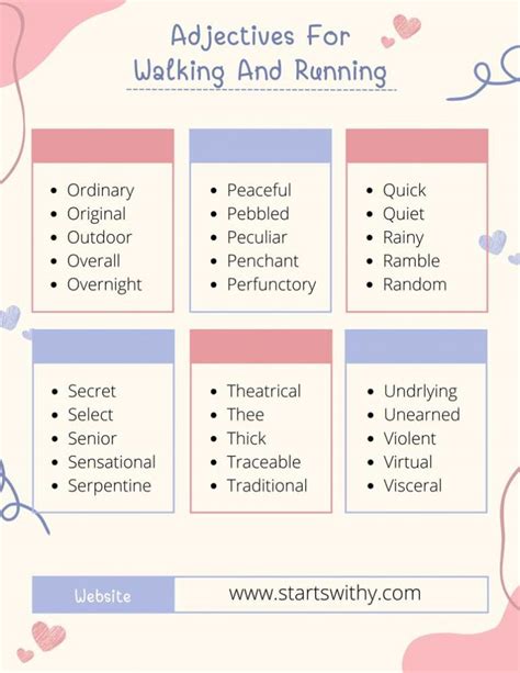 Adjective Words To Describe Walking And Running