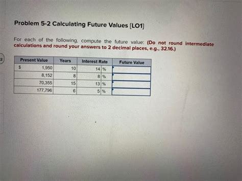 solved problem 5 2 calculating future values [lo1] for each