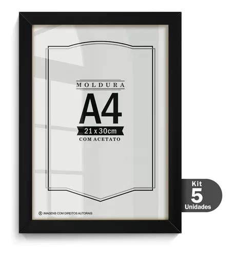Kit 5 Molduras Quadros A4 Certificados Acetato 21x30cm Parcelamento