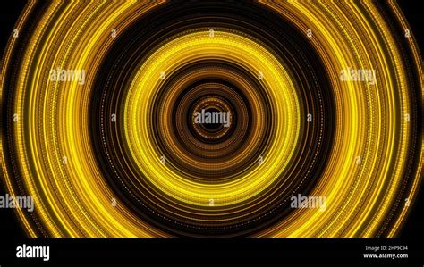 Shining Golden Rings In Pulsating Motion On Black Background Seamless
