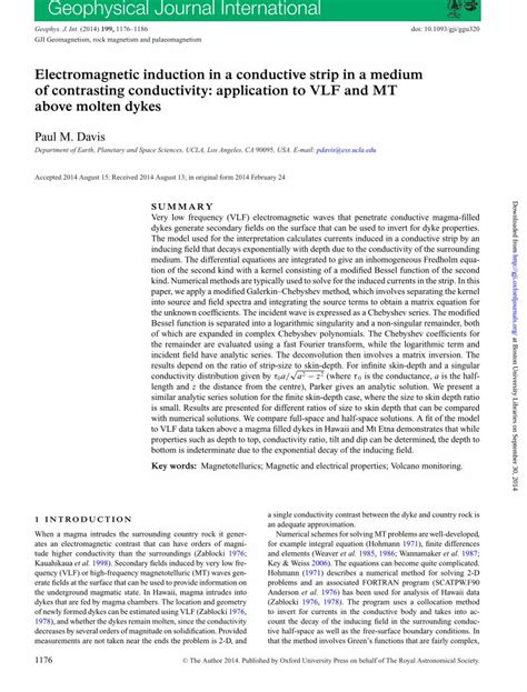 Pdf Electromagnetic Induction In A Conductive Strip In A Medium Of Contrasting Conductivity