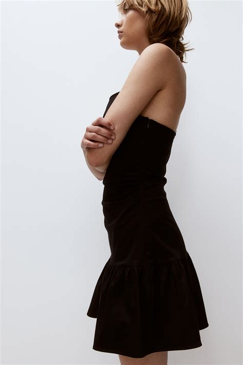 Gathered Satin Dress Black Ladies Handm Gb