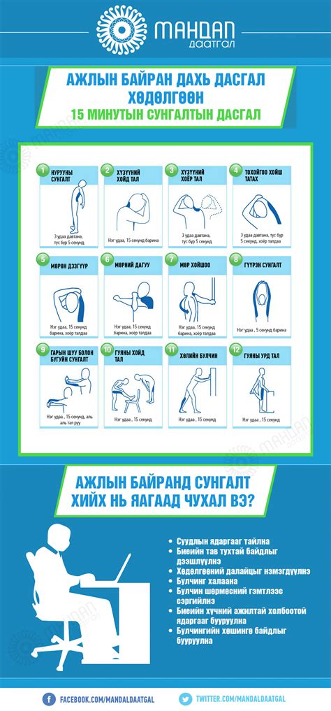 Ажлын байран дахь дасгал хөдөлгөөн 15 минутын сунгалтын дасгал Save