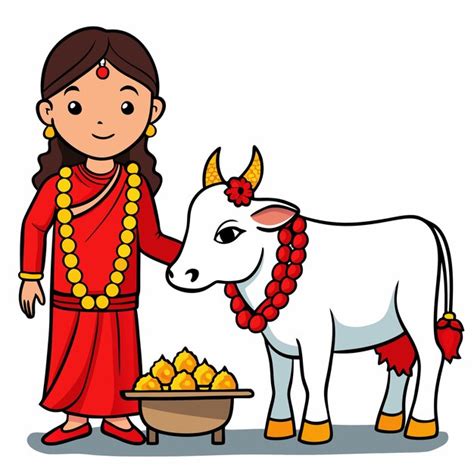 Gai Tihar Festival Celebration With Worship Of Cow Happy Tihar
