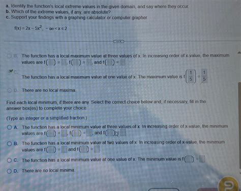 Solved A Identify The Functions Local Extreme Values In