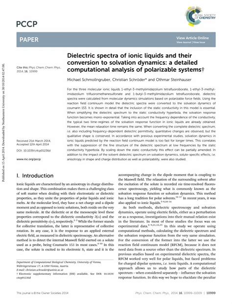 Pdf Dielectric Spectra Of Ionic Liquids And Their Conversion To