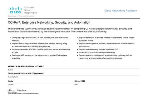 Haneesh Reddy On Linkedin Ccna Enterprise Networking Security And