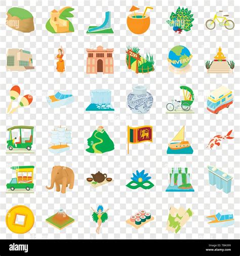 Tourist Attraction Icons Set Cartoon Style Stock Vector Image And Art