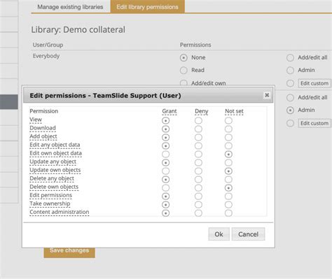 Adjusting Library Permissions User Access Rights TeamSlide