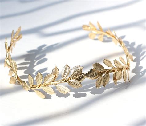 Greek Goddess Halo Crown. Bridal Gold Leaves Headband. Roman Hair Vine ...