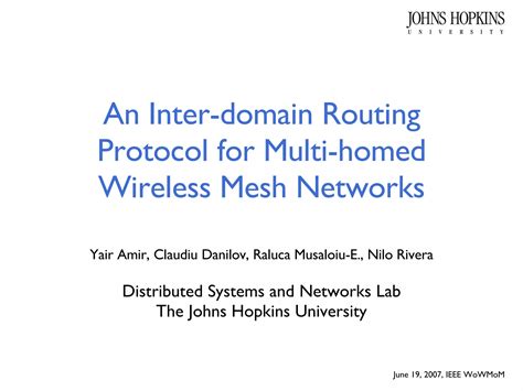 An Inter Domain Routing Protocol For Multi Homed Wireless Mesh Networks Ppt