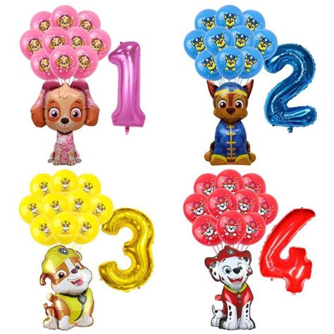 Paw Patrol 12 Pcs Cartoon Balloon Action Figures Set Latex Foil Balloon