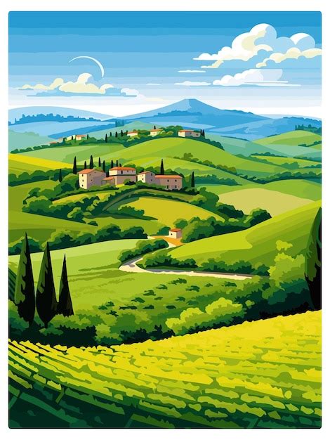 Toskana Italien Vintage Reiseposter Souvenir Postkarten Porträtmalerei
