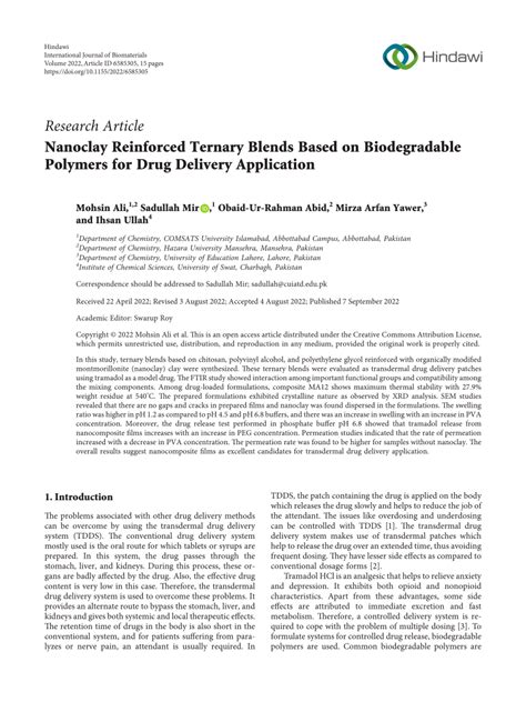 Pdf Nanoclay Reinforced Ternary Blends Based On Biodegradable Polymers For Drug Delivery