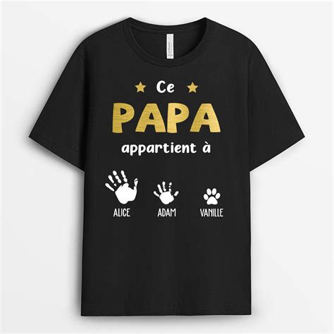 Ce Papi Papa Appartient À Cadeau Personnalisé T Shirt Pour Papapa