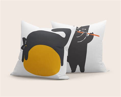 Abstract Black Cat Pillow Case Funny Cats Cushion Cover Cat With