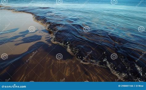 Oil Slick On River Environmental Pollution Stock Illustration